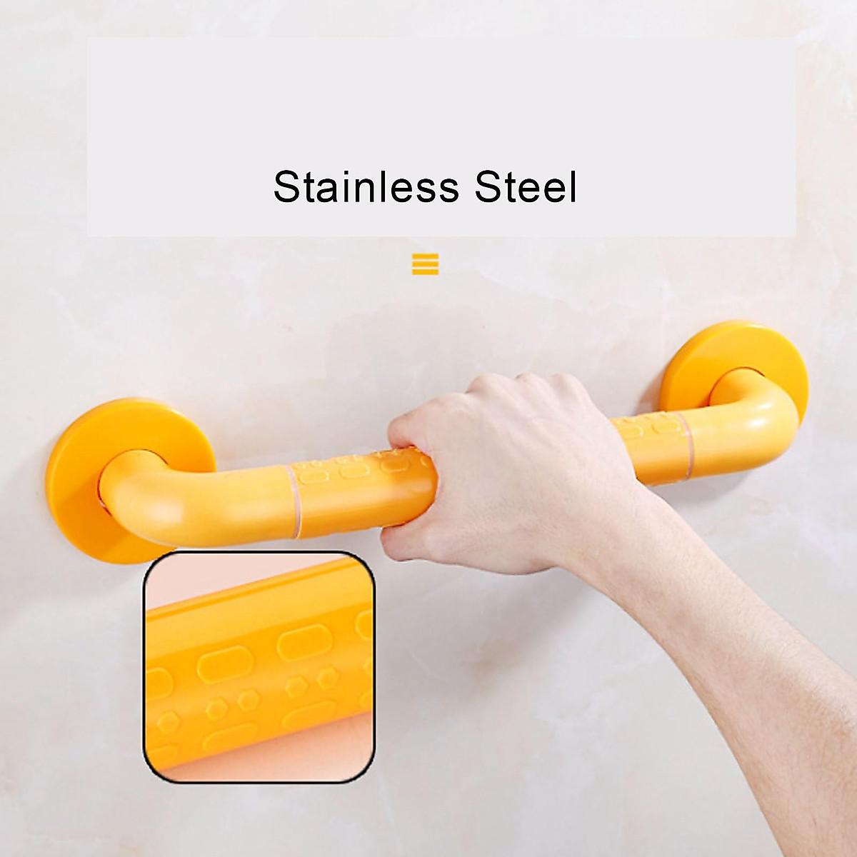 Bathroom Grab Bar, Shower Grab Bar, Bathroom Anti Slip Shower Handle Safety Handrail for Elderly People Handicap, for Bathtub Toilet Bathroom Kitchen Stairway Handrail (Yellow)