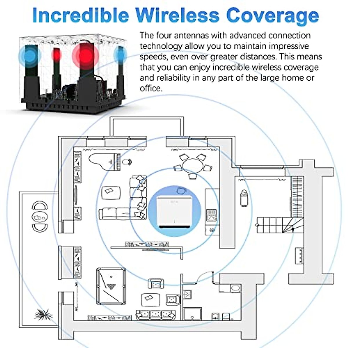 WiFi 6 Router AX1800 Wi-Fi Router -802.11ax Router, Dual Band Gigabit Router, High-Speed Router for Streaming,Up to 1200 Square Feet Coverage 4 Rooms & 64 Devices