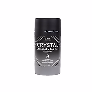 Crystal Magnesium Solid Stick Natural Deodorant, Non-Irritating Aluminum Free Deodorant for Men or Women, Safely and Effectively Fights Odor, Baking Soda Free, Charcoal & Tea Tree, 2.5 oz