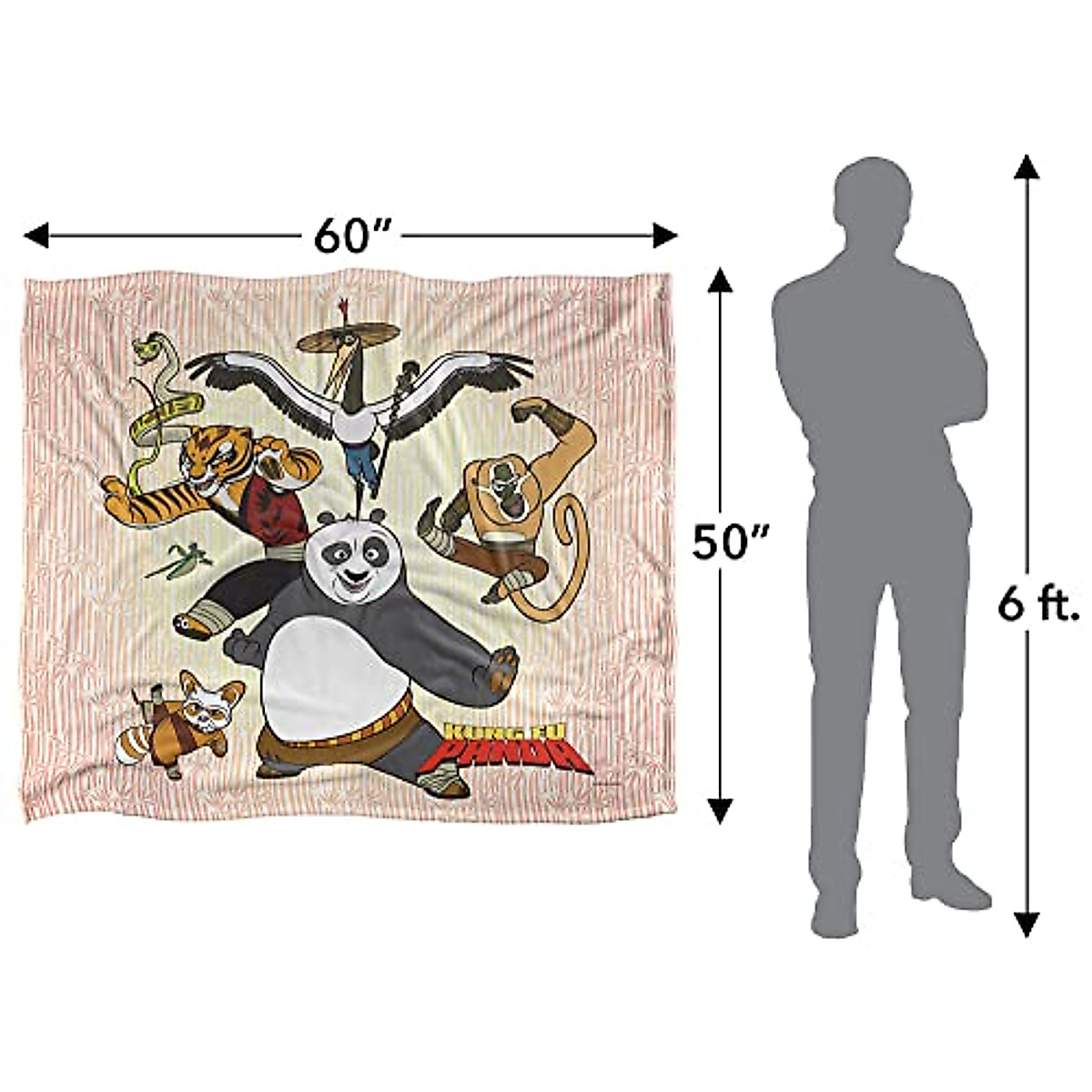 Kung Fu Panda Kung Fu Group Officially Licensed Silky Touch Super Soft Throw Blanket 50" x 60"