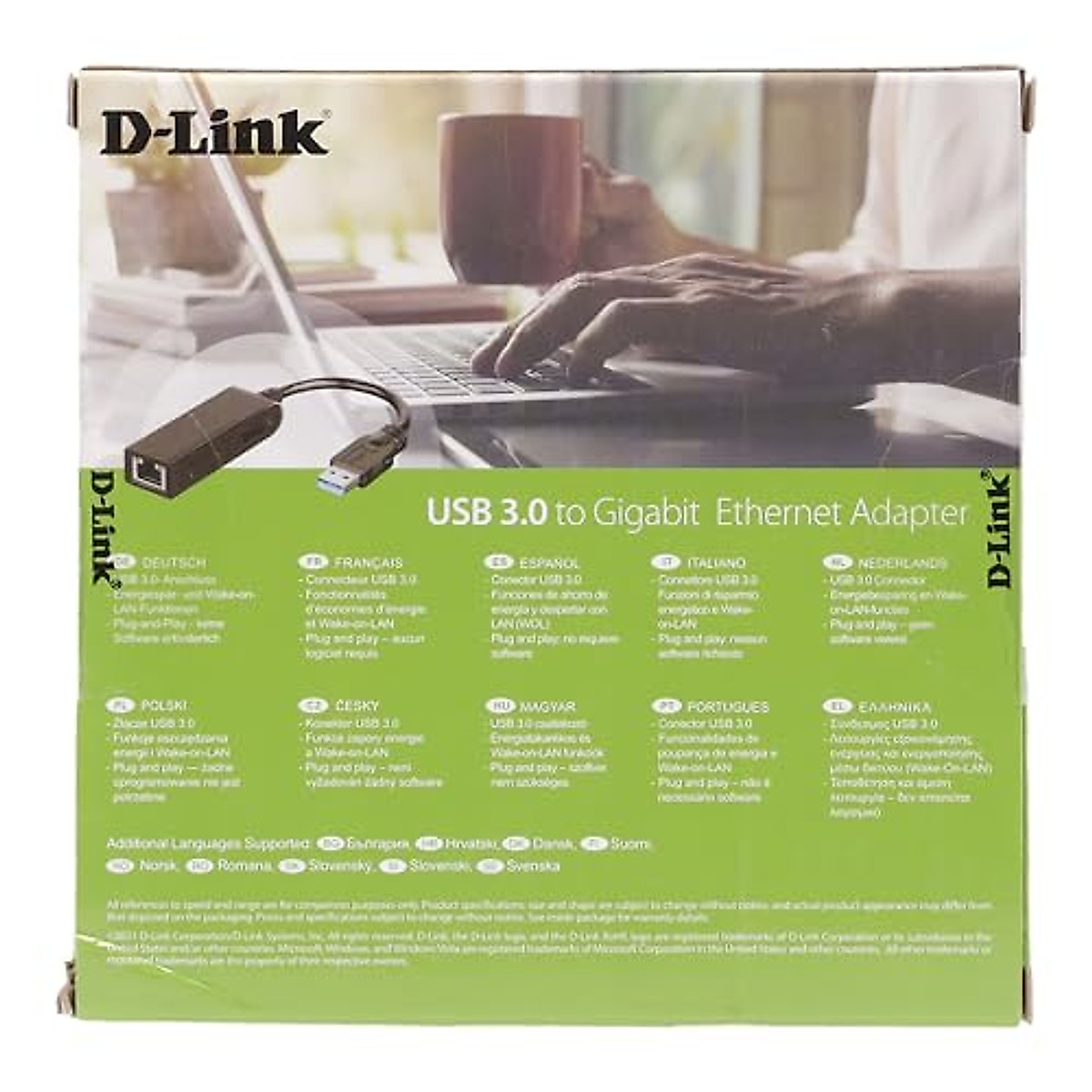 D-Link USB 3.0 to Gigabit Ethernet Adapter - USB to RJ45 for 10/100/1000 Network - Windows and Mac OS (DUB-1312)