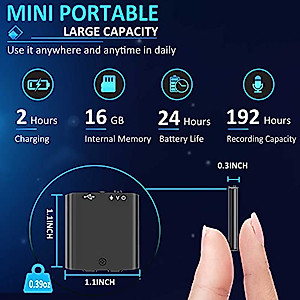 Hfuear 16GB Voice Recorder, Voice Activated Recorder with 192 Hours Recording Capacity, 24 Hours Battery Time, Portable Digital Voice Recorder MP3 Recorder for Lecture Meetings Interview