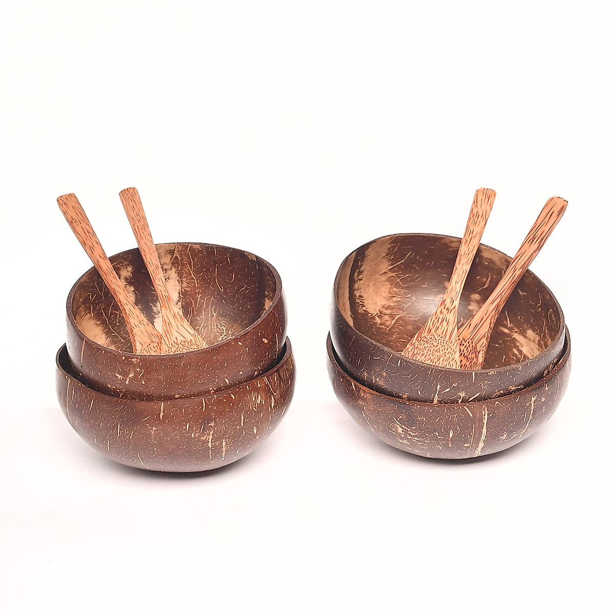 Natural Craft Coconut Bowls and Spoons set (Set of 2)