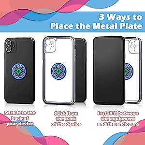 18 Pieces Phone Round Magnet Mount Metal Plate Sticker for Phone Magnet Car Magnet Holder Mount Universal Magnetic Phone Mount Plates Adhesive Metal Piece for Magnetic Phone Holder, Mandala Style