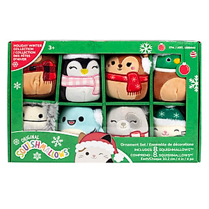 Squishmallows 4" Mini Hanging Winter Decorations, 8-Pack - Official Jazwares Plush - Includes Cam The Cat, Darla The Fawn & More! Collectible Squishy & Soft Stuffed Animal Toy - Gift for Kids