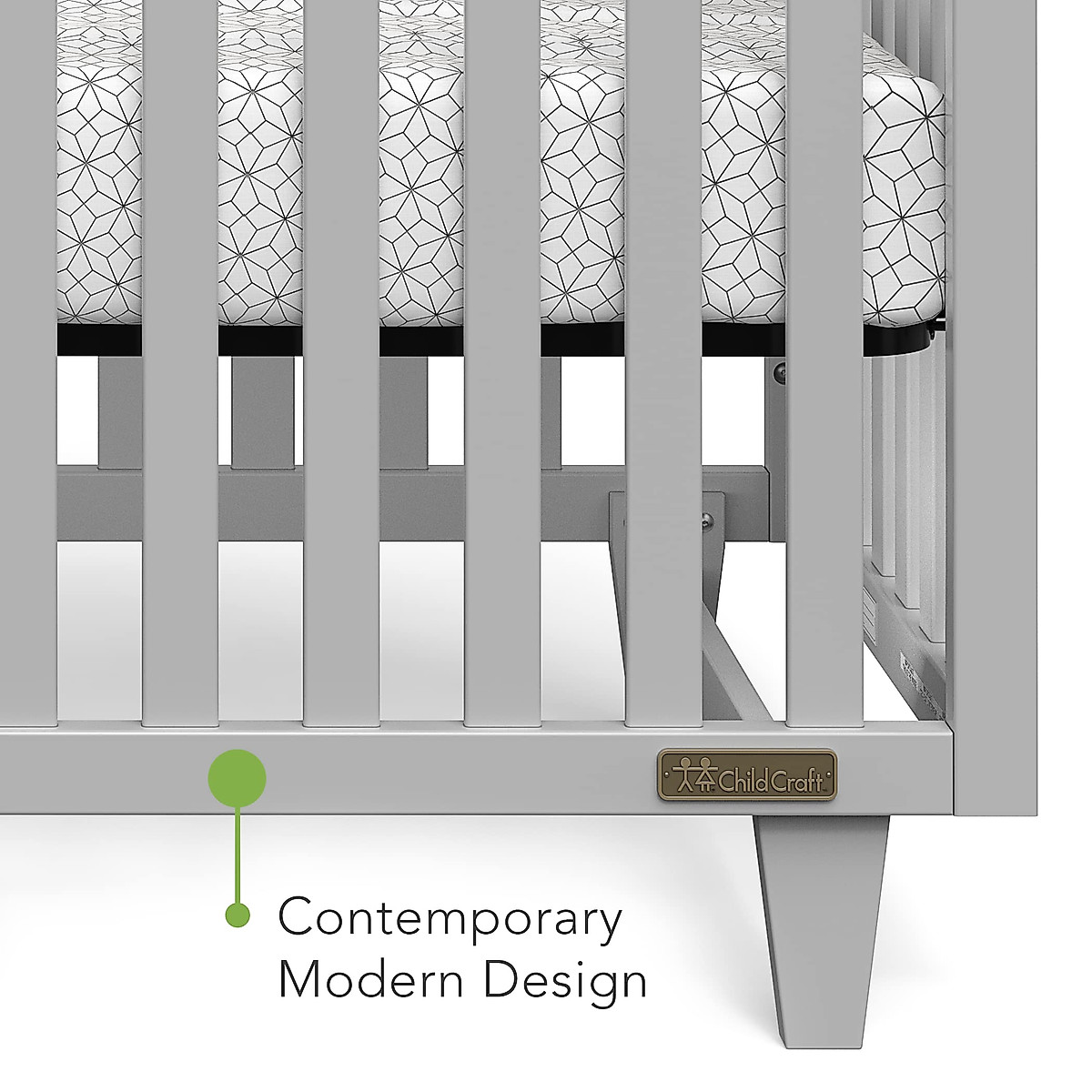 Child Craft Tremont 4-in-1 Convertible Crib, Baby Crib Converts to Day Bed, Toddler Bed and Full Size Bed, 3 Adjustable Mattress Positions, Non-Toxic, Baby Safe Finish (Gentle Gray)