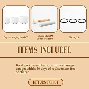 432HZ Set of 3 PCS 8-12 inch Quartz Crystal Singing Bowls 8'' B 10'' E 12'' C With Case Bag