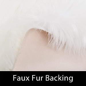 Latepis White Faux Fur Rug 8x10, Faux Fur Sheepskin Rug for Living Room, Fluffy Washable Fuzzy Carpet for Bedroom, Luxury Room Decor, Rectangle