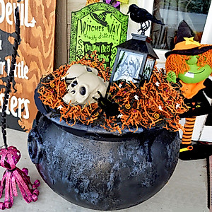 TORONTOKYO 2LB Halloween Black Orange Crinkle Cut Paper with Pumpkin Bat Ghost Witch Star Confetti, Raffia Paper Shredded Paper Filler for Gift Wrapping Craft DIY Basket Filling Party Decoration