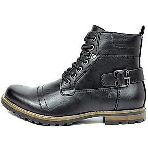 Bruno Marc Men's Motorcycle Combat Boots Casual Zipper Biker Boot, Black, Size 10.5 M US, PHILLY-5