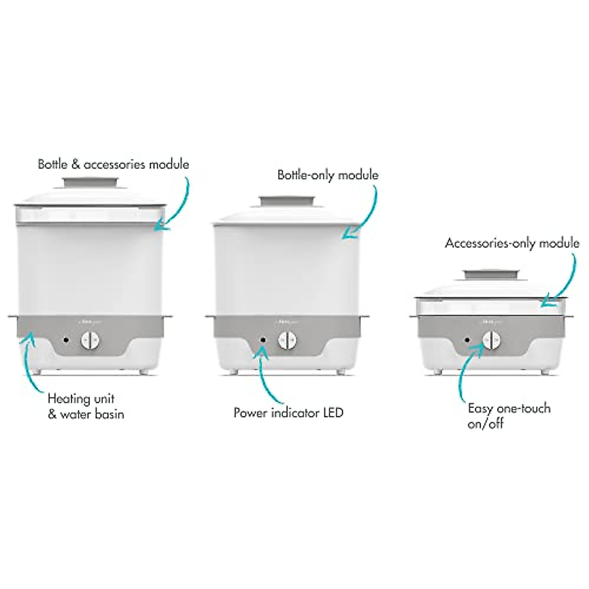 The First Years Modular Baby Bottle Sterilizer - Countertop Bottle Sterilizer - Sanitizes Baby Bottles, Baby Pacifiers, Breast Pump Parts - Baby Bottle Feeding Supplies