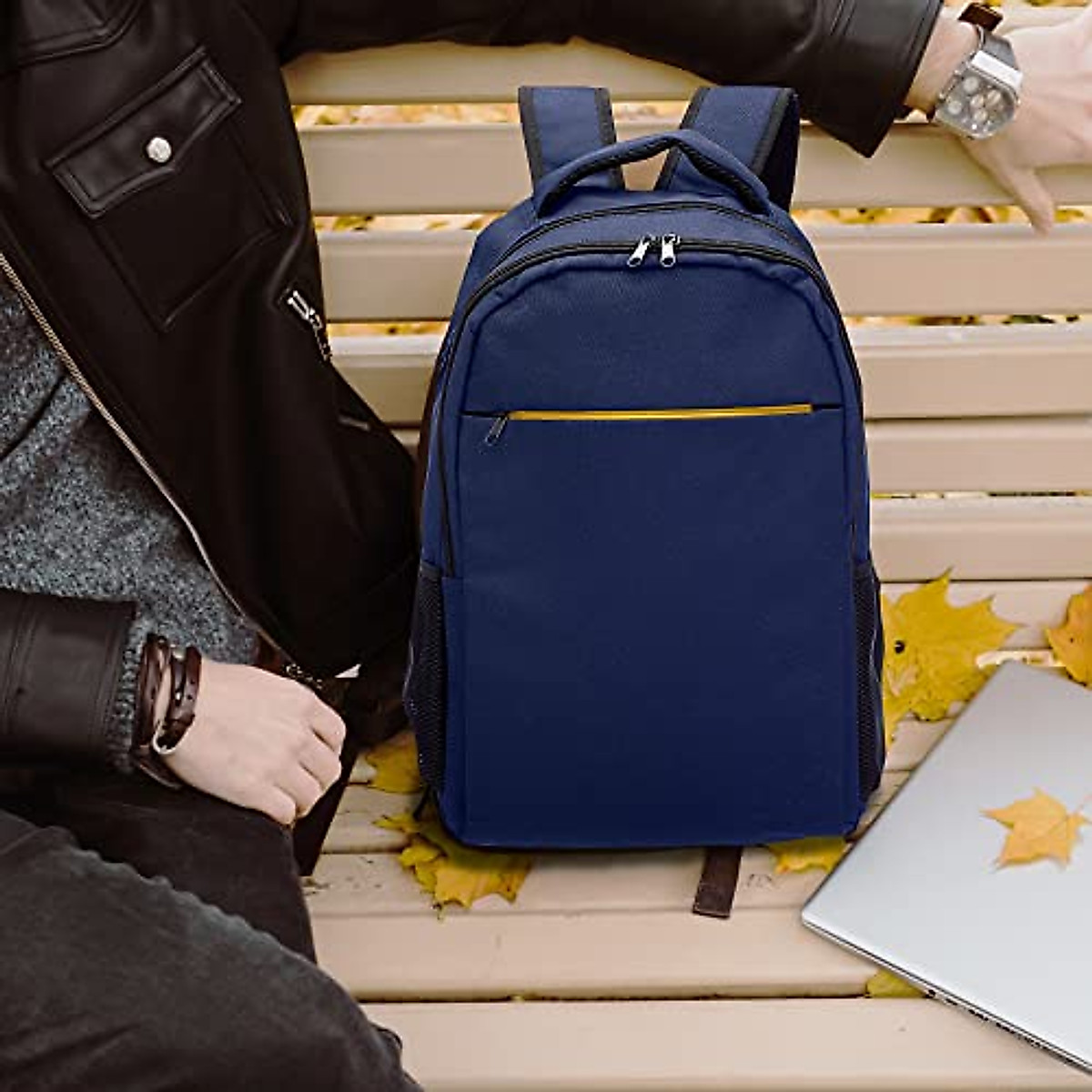 DISCOUNT PROMOS Tempe Backpacks with Laptop Pocket Set of 6, Bulk Pack - Bring Everywhere You Go, Perfect for Travellers, Students, Employees and for Everyday Use - Navy Blue