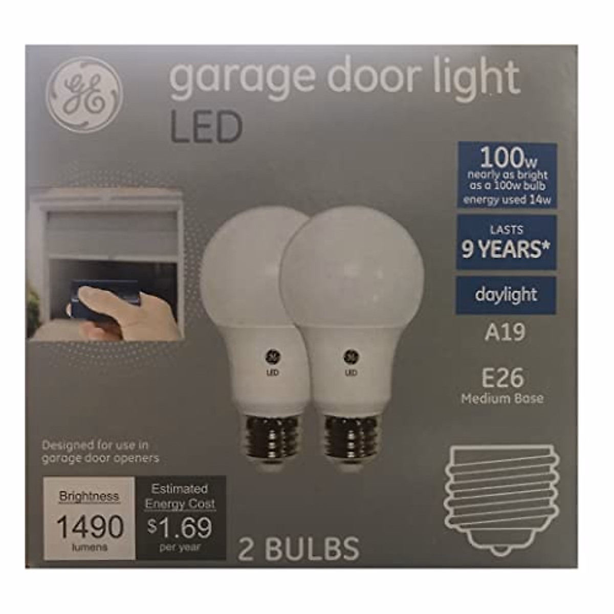 GE Garage Light 100-Watt EQ A19 Daylight LED Light Bulb (2-Pack)