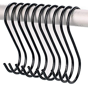 Hook up 10pcs/Set Metal S-Shaped Hook Bathroom Kitchen Coat Hook Multifunctional Storage Hook Hanger Kitchen Stand (Color : Black) jiangyu1994 (Color : Black)