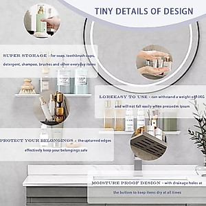 Celbon 11.81'' White Shower Caddy No Drilling Shower Shelf Traceless Adhesive Bathroom Storage Organizer Rustproof Stainless Steel Shower Rack For Kitchen And Bathroom(2 Pack) (11.81''(2PC), White)