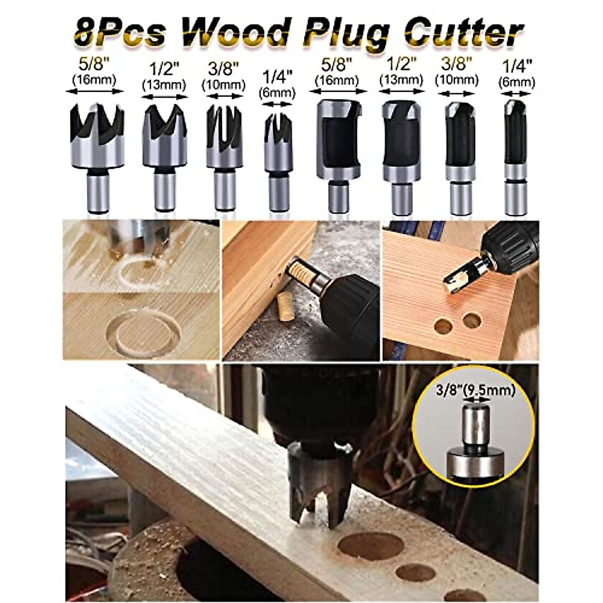 Rocaris 32 Pack Woodworking Chamfer Drilling Tools, Including Countersink Drill Bits, L-Wrench, Wood Plug Cutter, Step Bit, Center Punch, Cutting Twist Bits