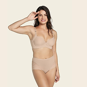 Leonisa Women's No Show Invisible Comfy Tummy Control Classic Panty,Nude,Small