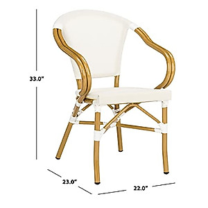 Safavieh PAT4003B-SET2 Outdoor Collection Karine Beige Stacking Arm Chair