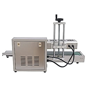 DNYSYSJ Continuous Automatic Horizontal Sealing Machine with Pure Copper Motor Sealing Stainless Steel Cup Sealing Machine with Adjustable Lifting Hand-wheel & Guide Rail LX6000A 15-80mm Silver Bottle Cap Sealer Machine Suitable for Sealing