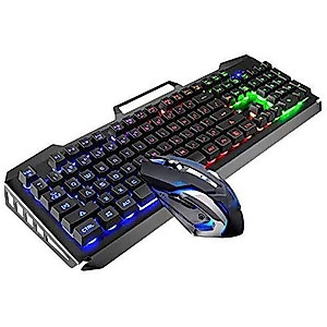 HJJWL Gaming Keyboard and Mouse, Gaming Keyboard and Mouse Wired Keyboard with Backlight Keyboard Silent Gaming Mouse Set for PC Laptop