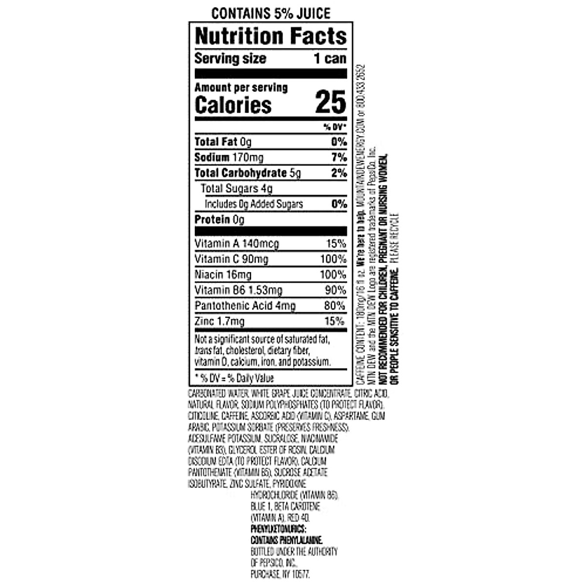 MTN Dew Energy, Pomegranate Blue Burst,16oz Cans (12Pack)