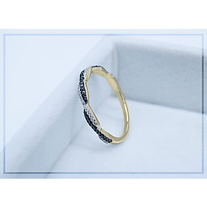 Dazzlingrock Collection 0.25 Cttw Round Black & White Diamond Swirl Stackable Ring for Women in 10K Solid Yellow Gold, Size 6.5