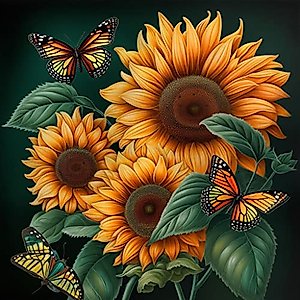 WUSARPLY Sunflowers Diamond Painting Kits for Adults - 5D Diamond Art Kits Full Drill Diamond Dots Paint with Diamonds Arts and Crafts for Beginner Kids Home Wall Decor 13.8''x13.8''