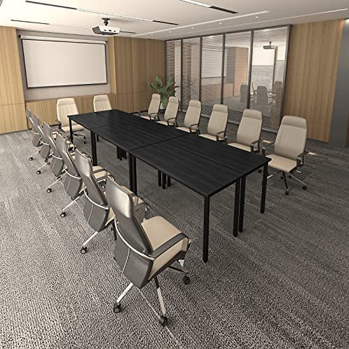 Bonzy Home Conference Tables 6ft Meeting Room Study Writing Table Office Computer Desk Save Space Design for 8 People 4PCS