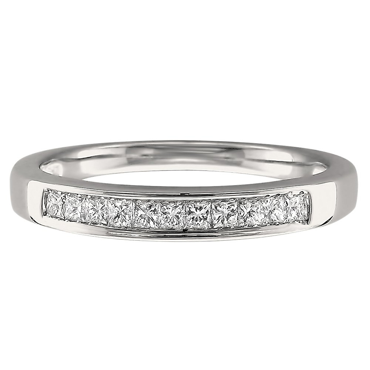 Beyond Brilliance 1/4 Carat Diamond, Channel-Set 14K White Gold Princess Cut Diamond 11-stone Bridal Wedding Band Ring (J-K, SI1-SI2)