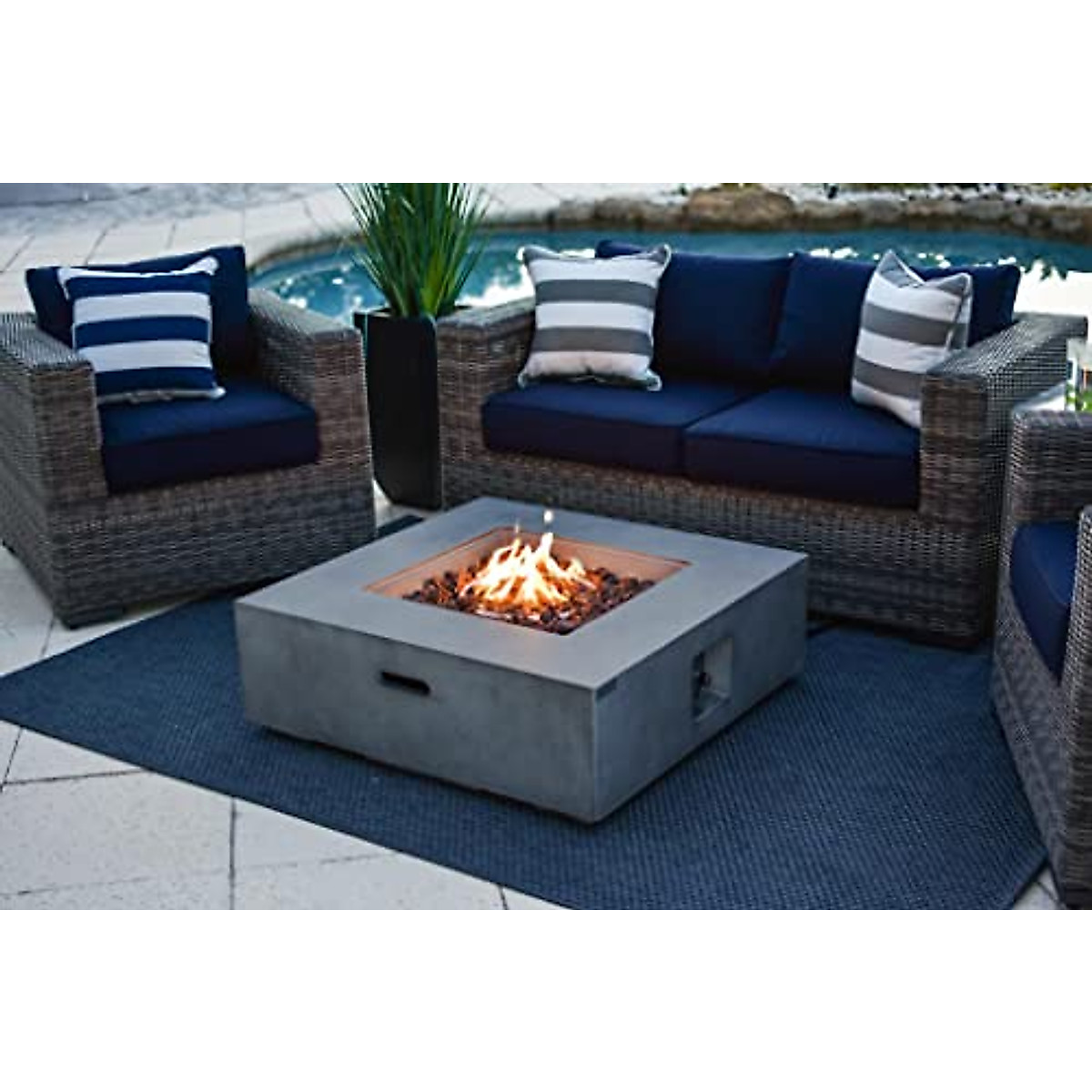 35" x 35" Square Outdoor Propane Gas Fire Pit Table in Gray