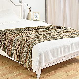 Cozary Woven Throw Blanket Reversible Cotton Bohemian, Tapestry Outdoor Knitted Tassel Blankets,Soft Cozy Lightweight Couch Decorative afghans Throw Blankets, Bed, Sofa,60 * 80 inches