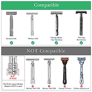 Linkidea 2 Pack Safety Razor Stand, Opening Dia 0.5" (13mm) Men's Shaving Razor Holder, Razor Holder for Bathroom Countertops Compatible with Shaving Revolution (Brushed Silver)