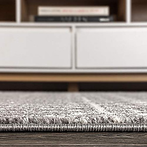 JONATHAN Y MOH209B-8 Izil Moroccan Beni Souk Indoor Farmhouse Area-Rug Bohemian Minimalistic Geometric Easy-Cleaning Bedroom Kitchen Living Room Non Shedding, 8 X 10, Gray,Cream