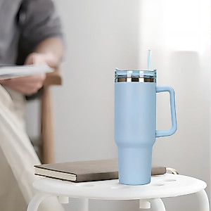 Big Eyes Fish 40 oz Tumbler with Handle and Straw Lid, Stainless Steel Insulated Travel Mug, Cup Dupes for Car