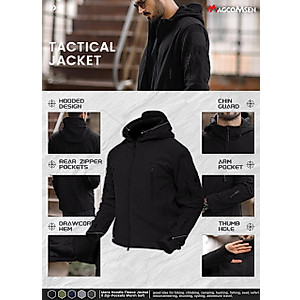MAGCOMSEN Hoodies for Men Fleece Lined Tactical Jackets Mens Fleece Jackets Work Jacket Mens Jacket Outdoor Black XL