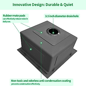 EcoChannels Kitchen Sink, 17 x 19 Inch Drop-in Bar Sink Stainless Steel Topmount Kitchen Sink Single Bowl Workstation Sink