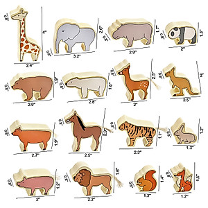 Xylolin Wooden Zoo Animal Blocks Stacking and Balancing Toy, Toddler Wood Animal Figures Blocks Imaginative Play, Preschool Educational Toys and Stack Balance Games for Kids