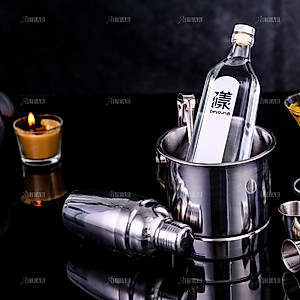 AUEAR, 12 oz/350ml Stainless Steel Cocktail Shaker Bottle Martini Shaker Drink Shaker with Built-in Strainer for Home Bar