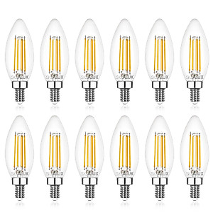 Sigalux E12 LED Bulb Candelabra Base Dimmable, LED Chandelier Light Bulbs, 60 Watt Equivalent Candelabra LED Light Bulbs, B10 2700K Soft White, Type B Filament Candle Light Bulbs UL Listed, 12 Pack