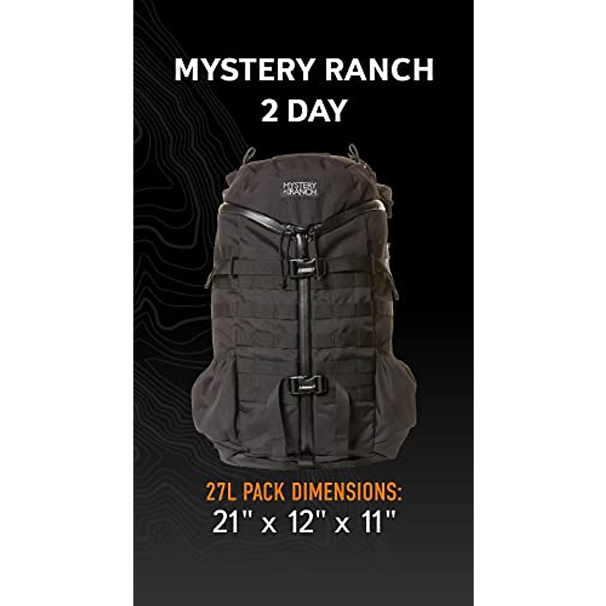 Mystery Ranch 2 Day Backpack - Tactical Daypack Molle Hiking Packs, Black, L/XL