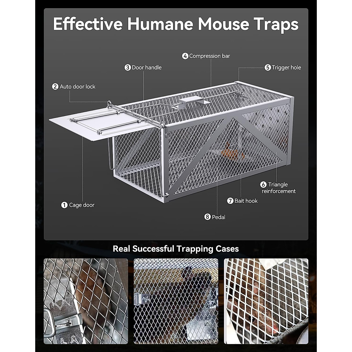 BAOYER Humane Mouse Traps Reusable Catch and Release Live Mouse，Metal Rat Trap That Work，Catch Moles, Voles, Chipmunks
