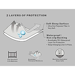 BlueSnail Waterproof Crib Fitted Sheets, Crib Mattress Protector for Standard Crib and Toddler Mattresses(2 Pack,Heather Gray)