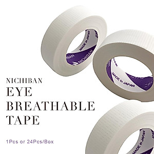 JOVISA JJ NICHIBAN Medical Grade Tape 24 Rolls | White Adhesive Eyelash Tape | Breathable for Eyelash Extension Supplies | 12mm x 7mm