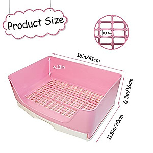 Tfwadmx Large Rabbit Litter Box Bunny Corner Toilet Potty Trainer with Drawer Bigger Pet Pan for Adult Guinea Pigs Chinchilla Hamster Hedgehog and Other Animals (Pink)
