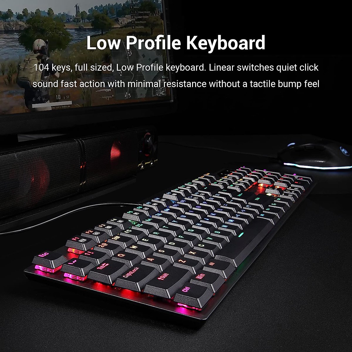 Redragon Mechanical Gaming Keyboard RGB LED Backlit Low Profile Wired Macro 96 Keys Red Switches, for Windows Gaming PC, Black