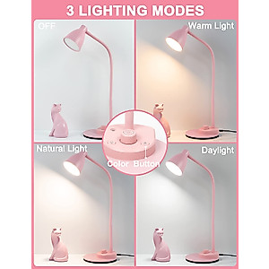 BOHON LED Desk Lamp Reading Light Eye-Caring 3 Color Modes 10 Brightness Dimmer USB Study Book Clamp Lamp 360° Flexible Clip on Night Light for Headboard Bedroom and Office