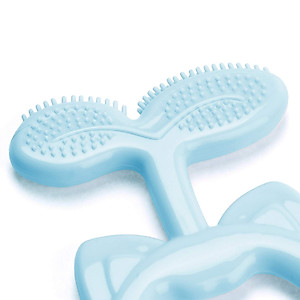 BumbleBee Baby Teething Toys Silicone Teethers with Bristles for Cleaning Babies’ Teeth and Gums, Helpful to Teething Pain, Jelly Blue and Green