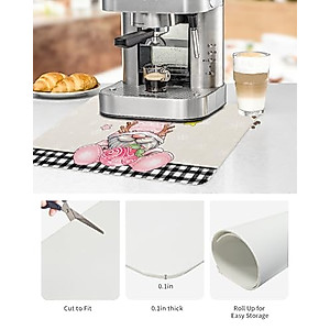 Coffee Mat for Counter,Christmas Pink Gnome Snowflake Star Linen Texture Absorbent Hide Stain Coffee Bar Mat,Non-slip Coffee Bar Accessories Kitchen Drying Mat Fit Under Coffee Maker Espresso Machine
