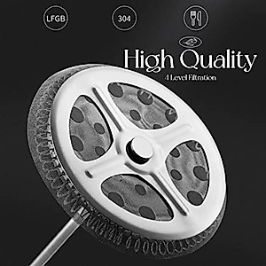 TBGENIUS French Press Coffee Maker 2-4 Cups, 21oz Coffee Press Perfect for Coffee Lover Gifts Morning Coffee, 4 Level Filtration, Stainless Steel Housing - Brews Milk Froth and Tea - 600ml