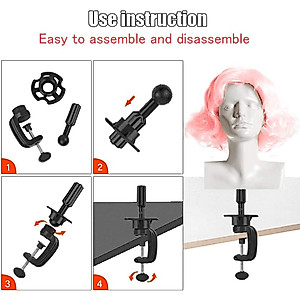 Teenitor Wig Mannequin Head Stand, 2 Pack Cosmetology Manikin Stand Mannequin Head Holder Clamp Black Wig Stand Holder